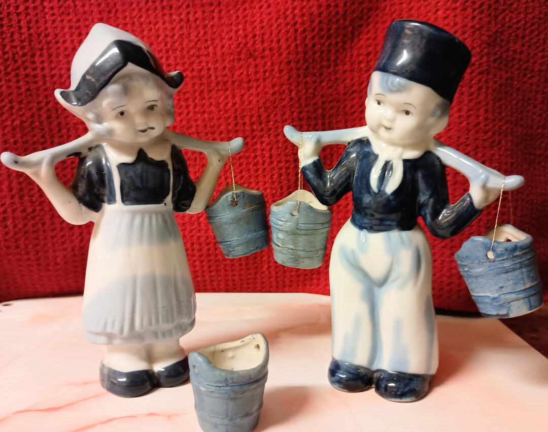 Vintage Dutch Boy and Girl Porcelain Figurines With 4 Pails, Dutch ...