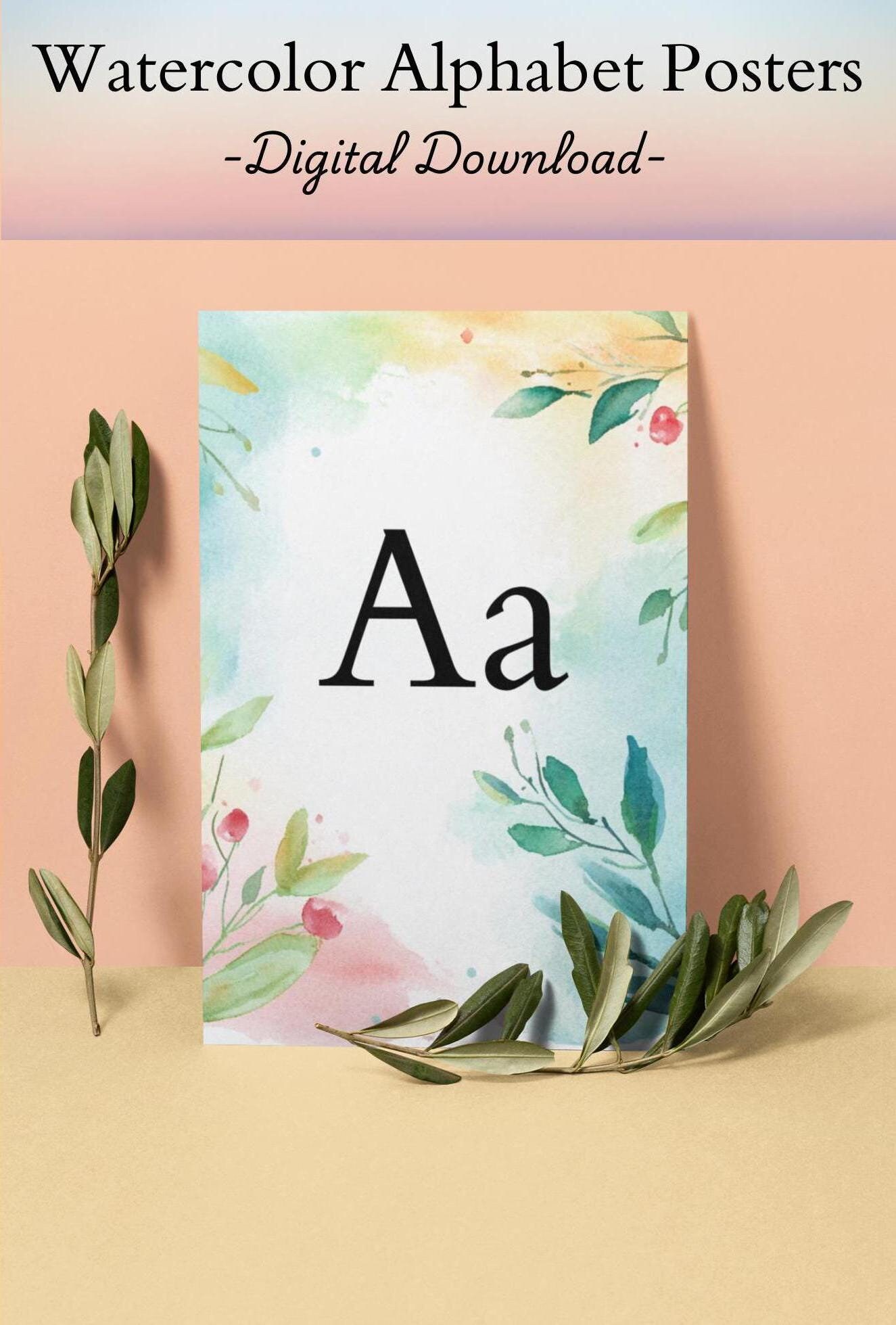 Watercolor Alphabet Posters - Abcs Posters/flashcards - Digital ...