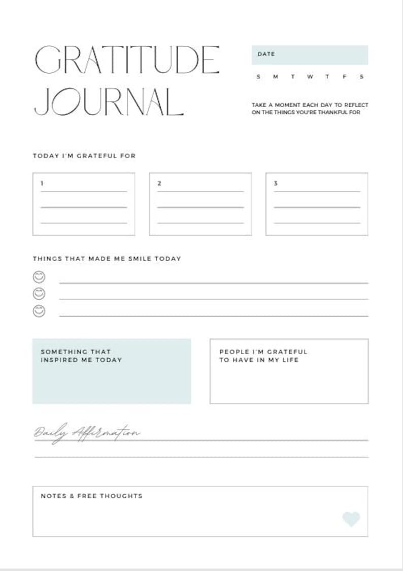 Gratitude Journal Printable PDF - Etsy