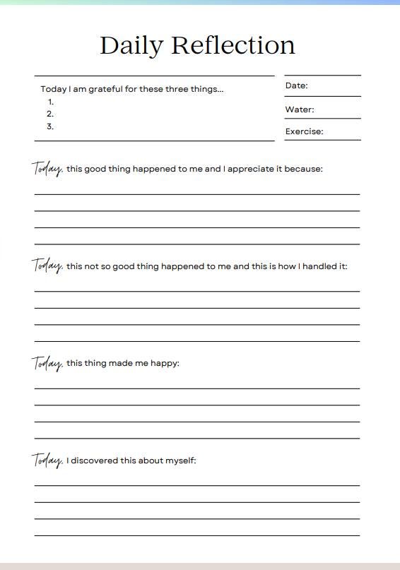 Daily Relfection Printable PDF Journal - Etsy