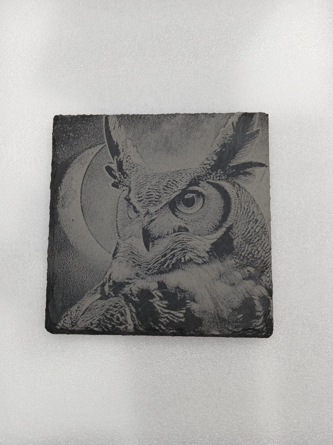 Owl Laser Engraved Coaster on Shale - Etsy