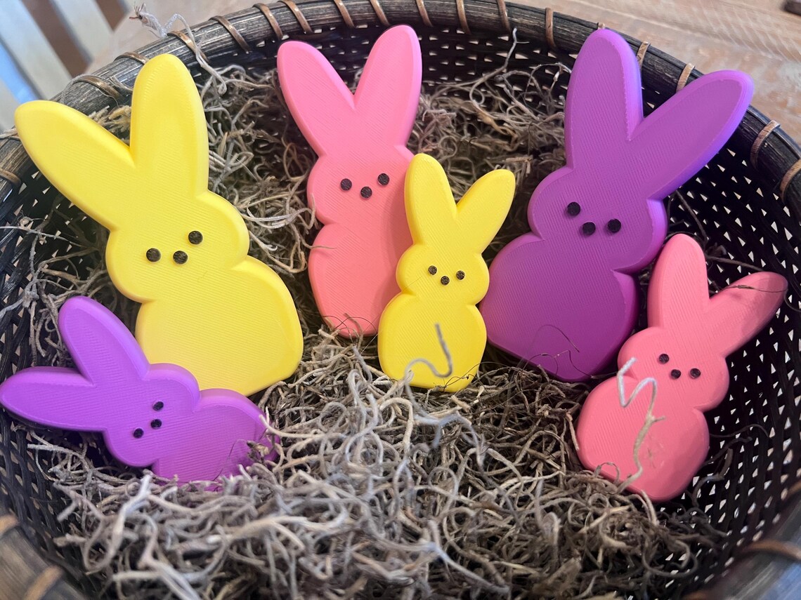 Peep Easter Bunny Set I Easter Basket Decor I 3D Printed Spring Peep ...