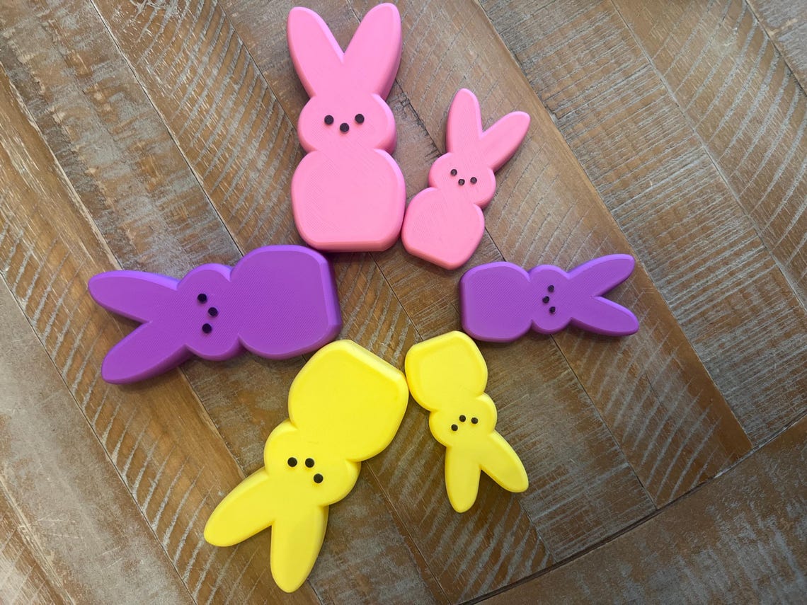 Peep Easter Bunny Set I Easter Basket Decor I 3D Printed Spring Peep ...
