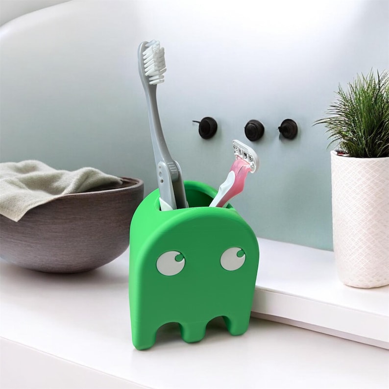 Pac Man Inspired Multi-purpose Holder I Desktop Pencil Pen Toothbrush ...