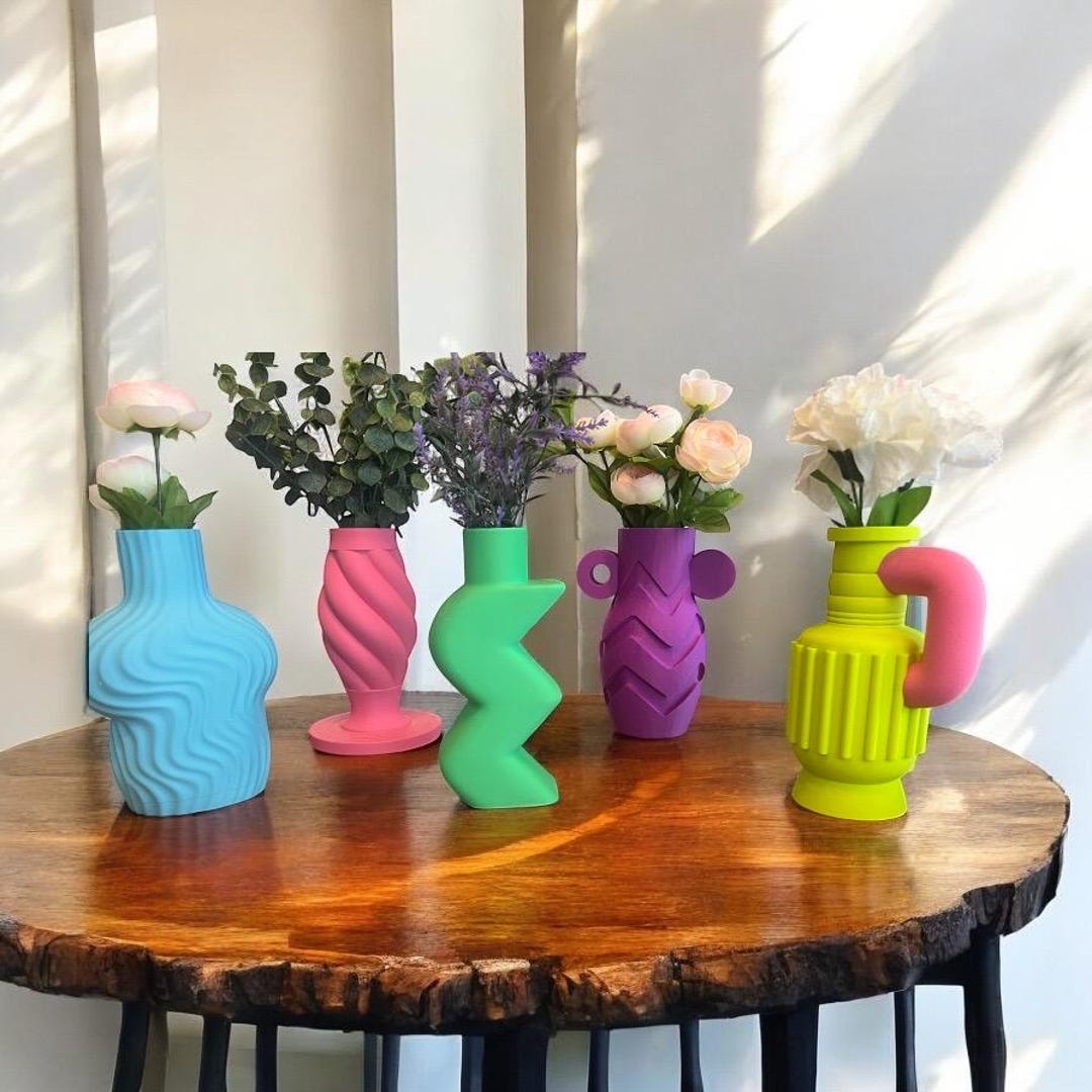 Retro Vases I Many Style and Color Options I Faux Succulent Floral Vase ...