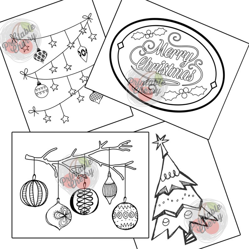10 Christmas Holiday Printable Coloring Pages - Simple - Printable ...