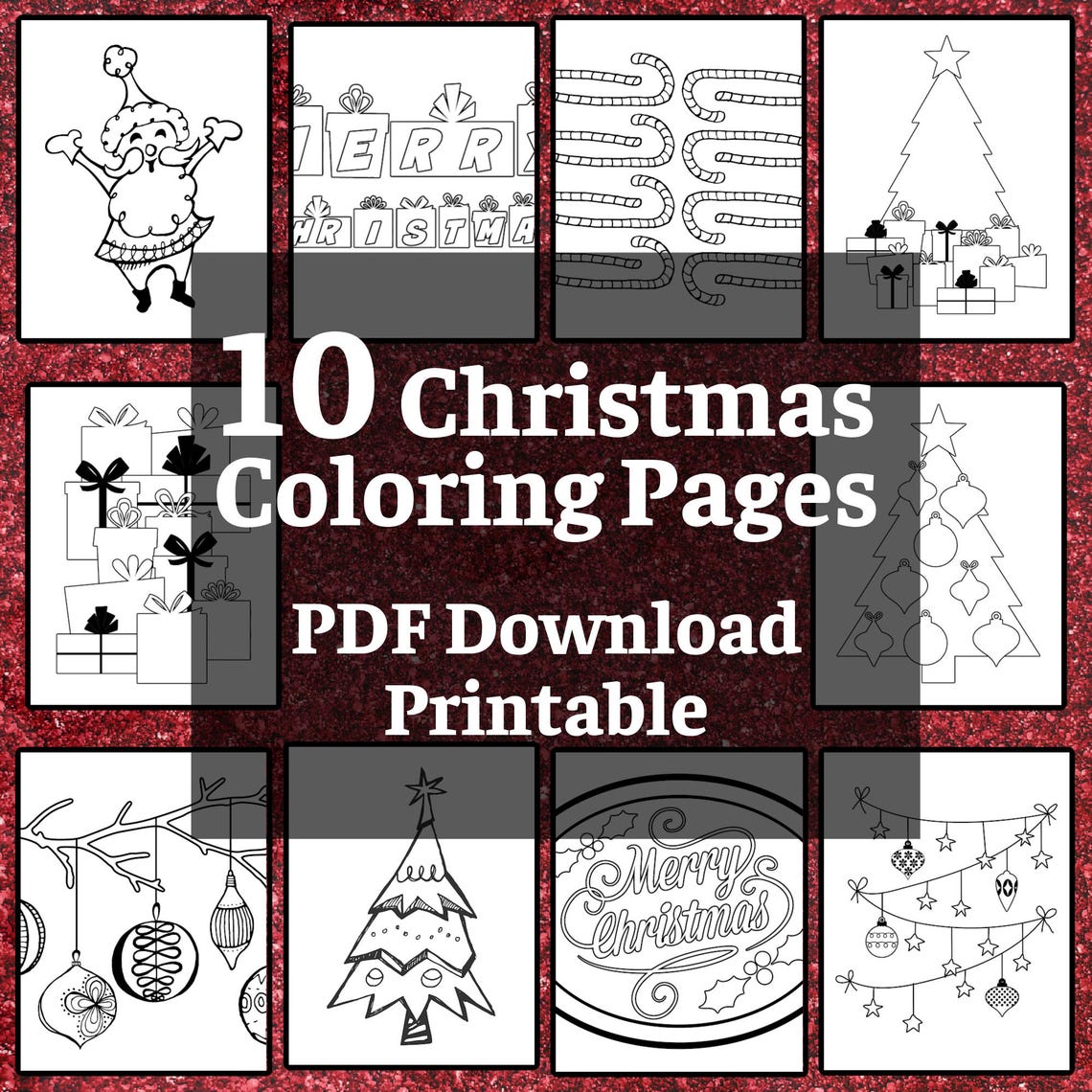 10 Christmas Holiday Printable Coloring Pages - Simple - Printable ...