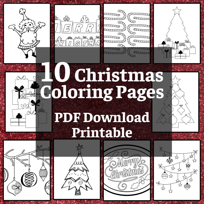 10 Christmas Holiday Printable Coloring Pages - Simple - Printable ...