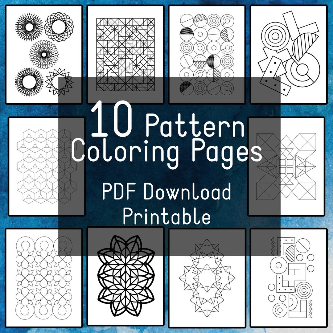 10 Printable Pattern Coloring Pages - Simple - PDF Download - Etsy