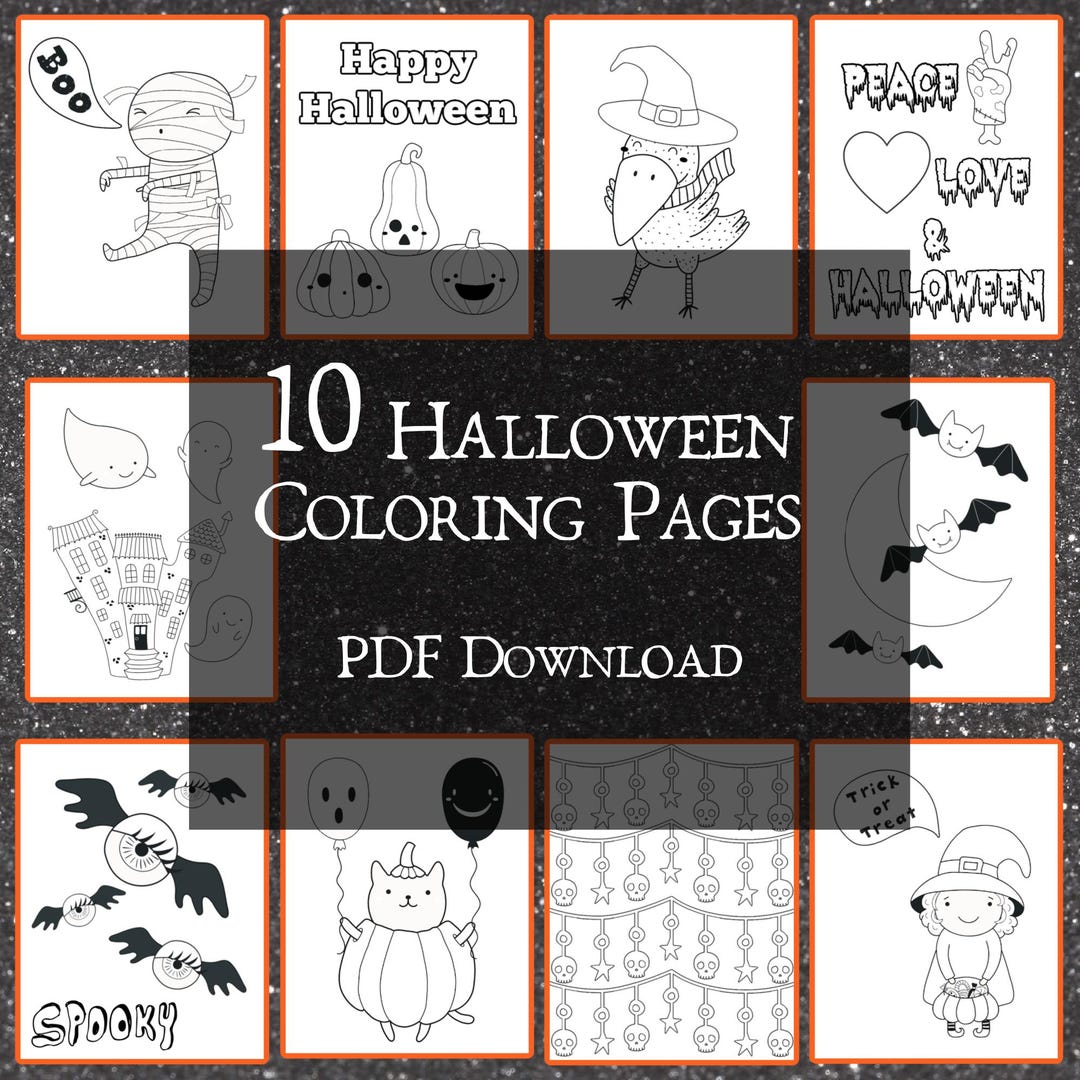 10 Halloween Coloring Pages - Cute & Spooky - Simple - PDF Download - Etsy