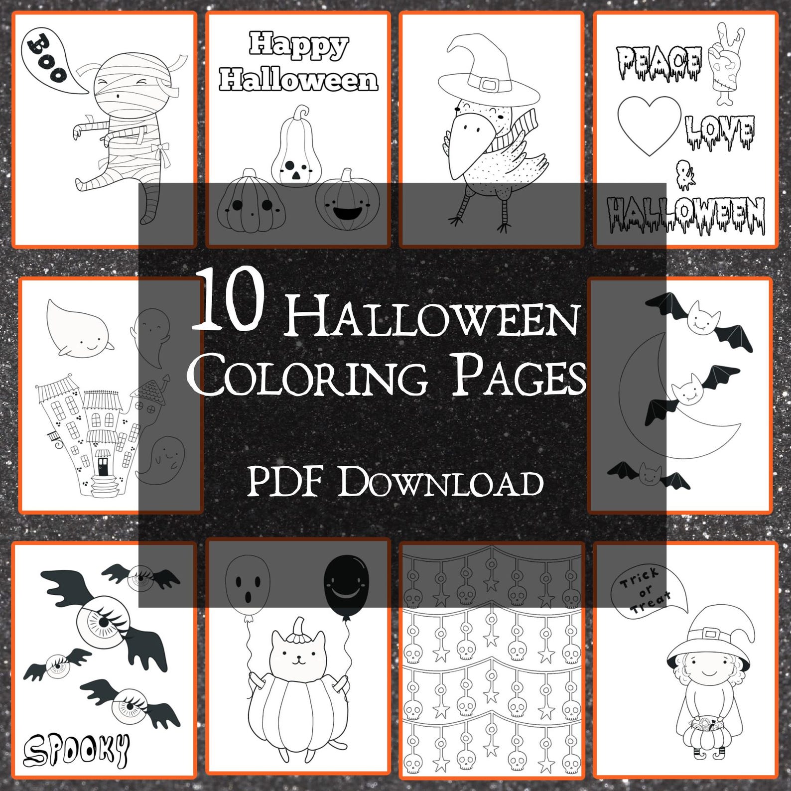 10 Halloween Coloring Pages - Cute & Spooky - Simple - PDF Download - Etsy