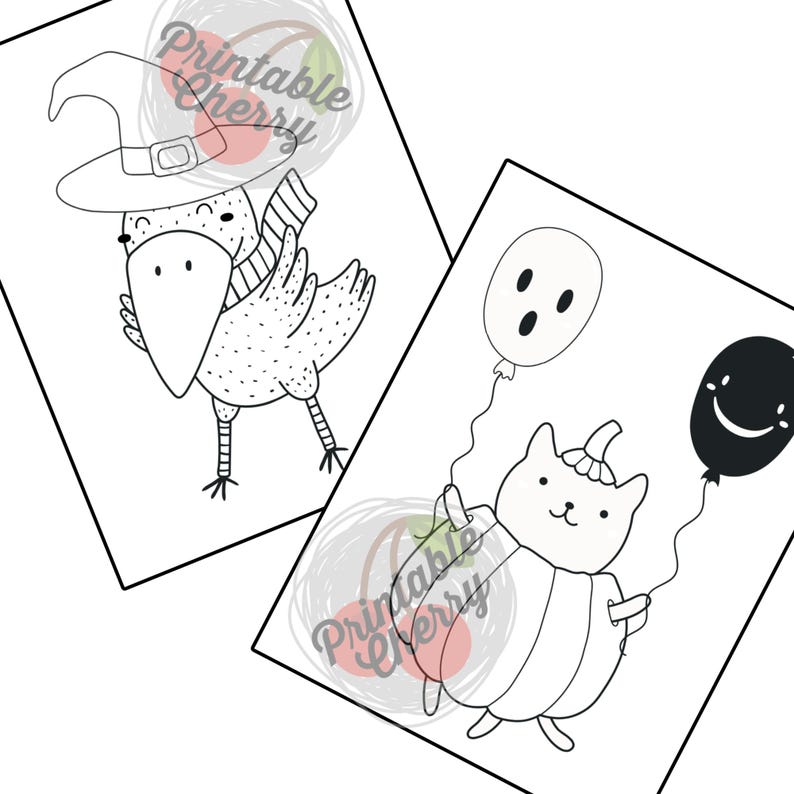 10 Halloween Coloring Pages - Cute & Spooky - Simple - PDF Download - Etsy