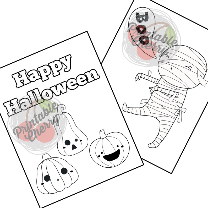 10 Halloween Coloring Pages - Cute & Spooky - Simple - PDF Download - Etsy