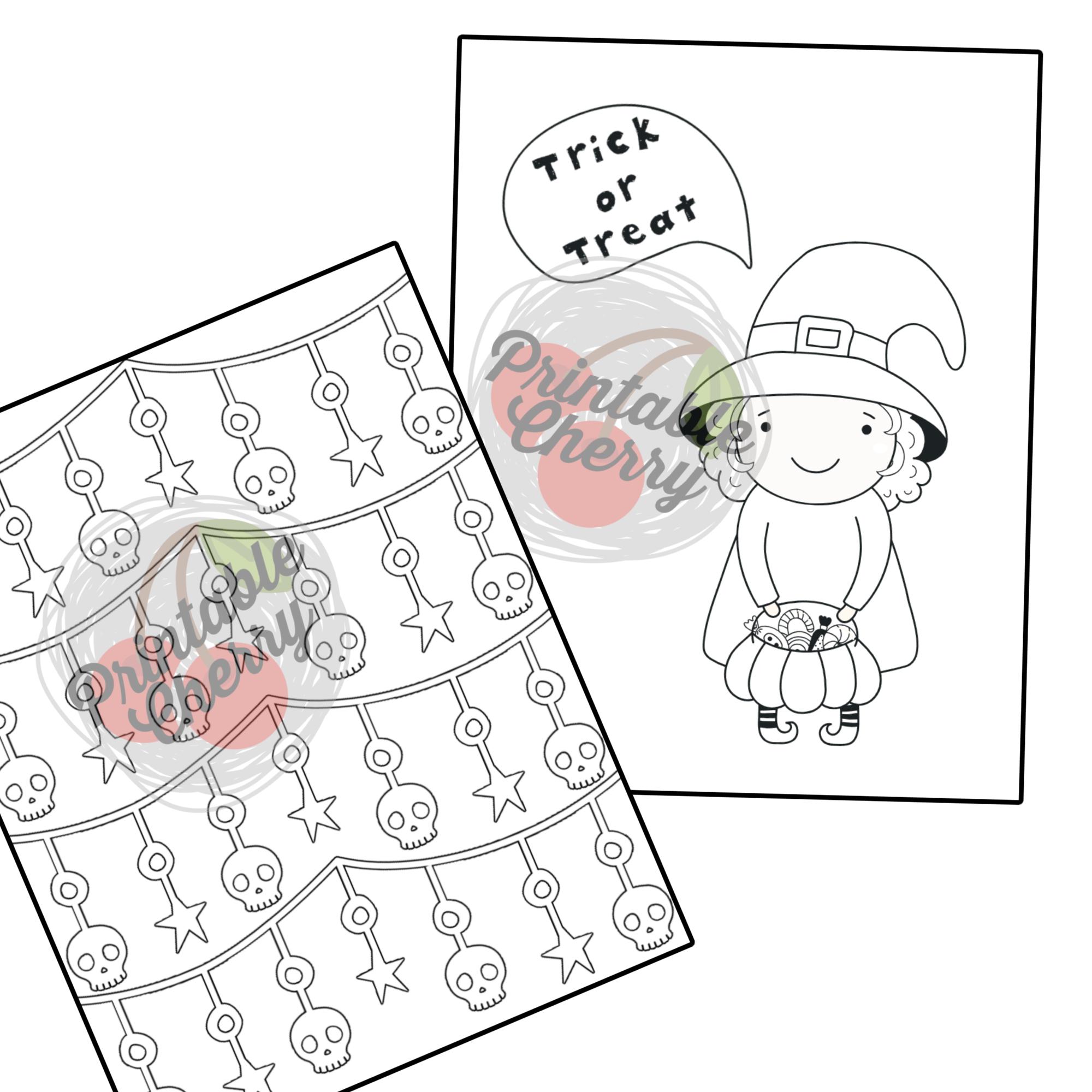10 Halloween Coloring Pages - Cute & Spooky - Simple - PDF Download - Etsy