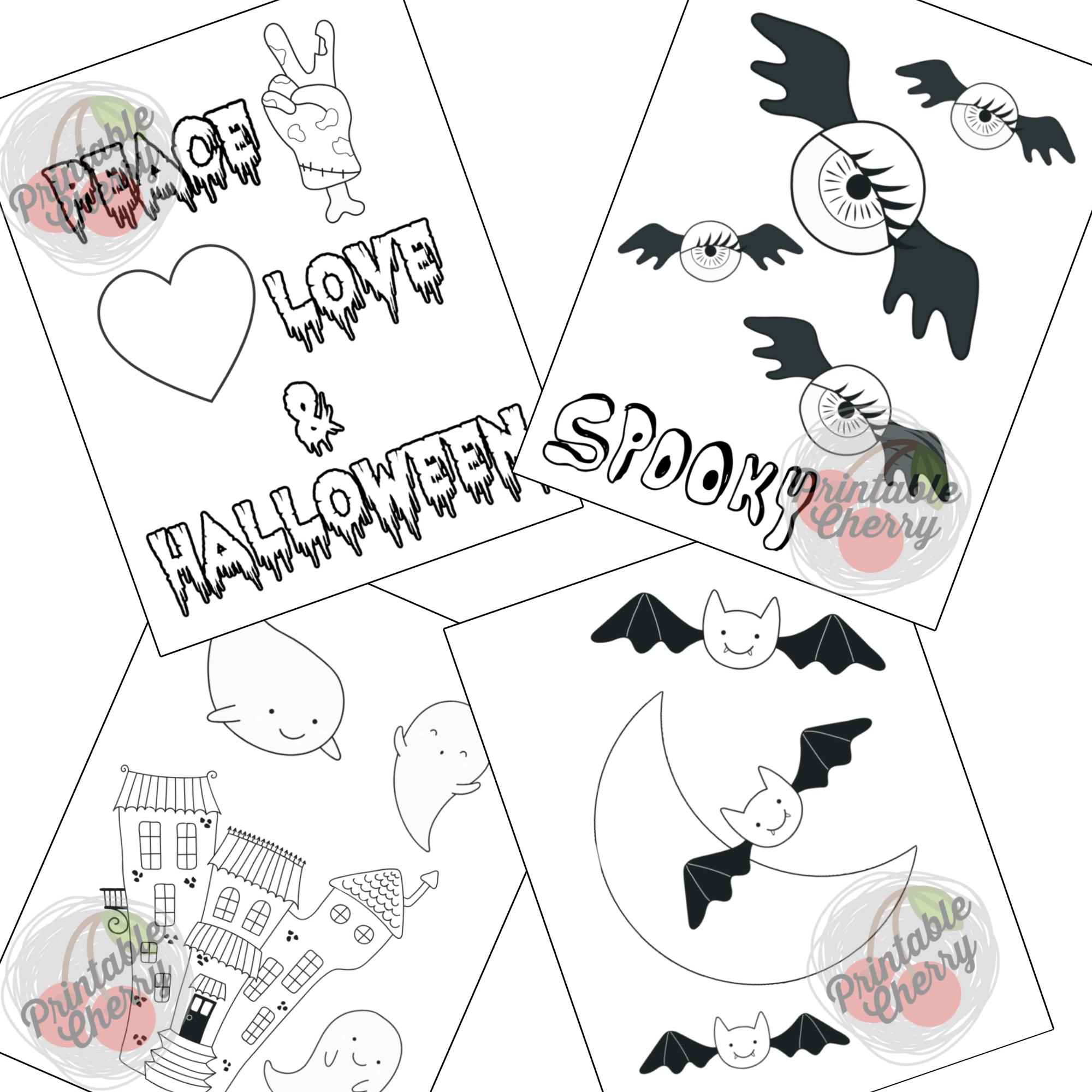 10 Halloween Coloring Pages - Cute & Spooky - Simple - PDF Download - Etsy