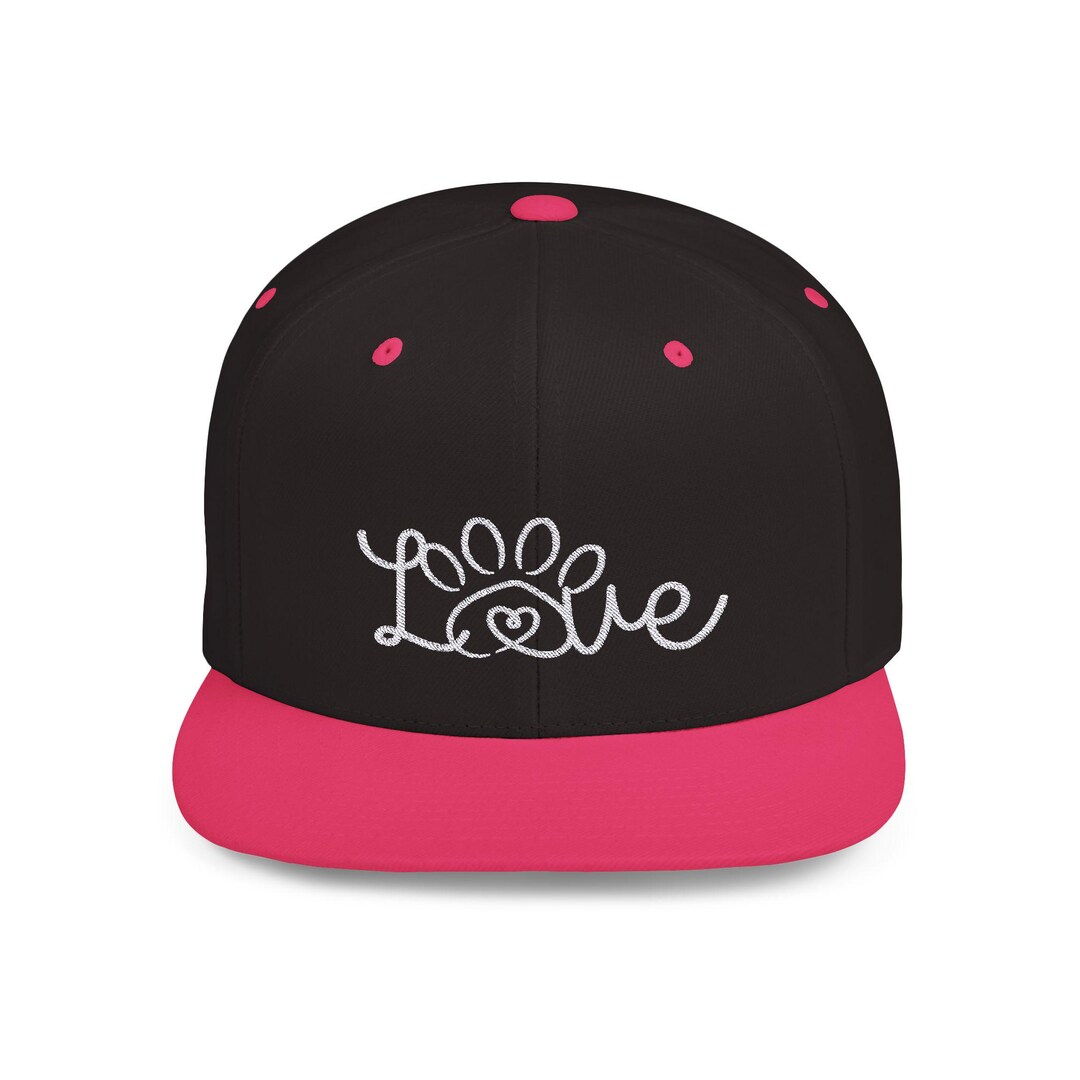 Love Dog Paw Snapback, Embroidered, Animal Lover Hat, Flat Bill Cap - Etsy