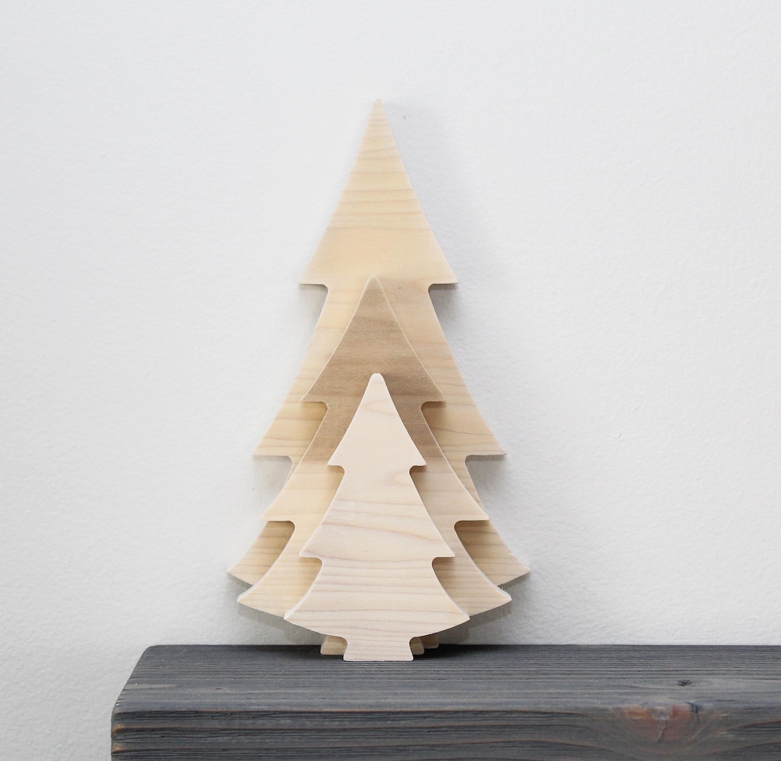 3 Pack DIY Wooden Christmas Tree Cutouts - Unfinished Wood Decor ...