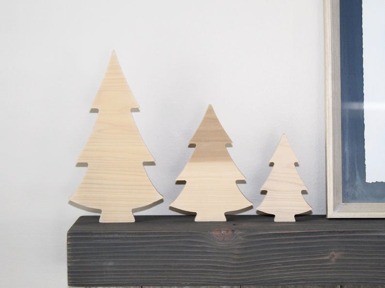 3 Pack DIY Wooden Christmas Tree Cutouts - Unfinished Wood Decor ...