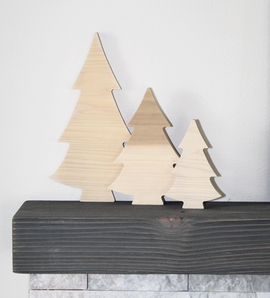3 Pack DIY Wooden Christmas Tree Cutouts - Unfinished Wood Decor ...