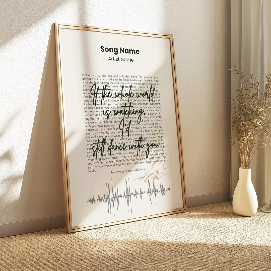 Custom Lyrics Wall Art, Wedding Gift & Anniversary Gift for Her | Wall ...