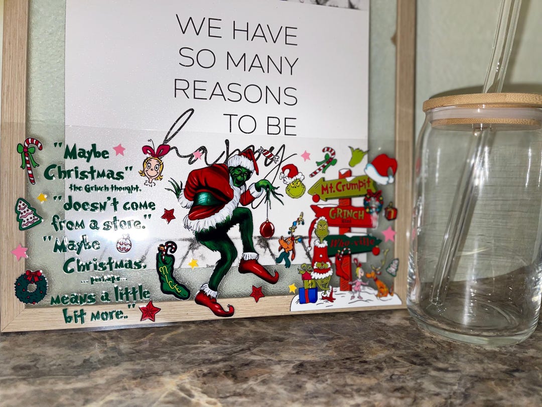 Grinch With Quote Design 2 16 Oz Libbey Cup With Lid and Glass Straw - Etsy
