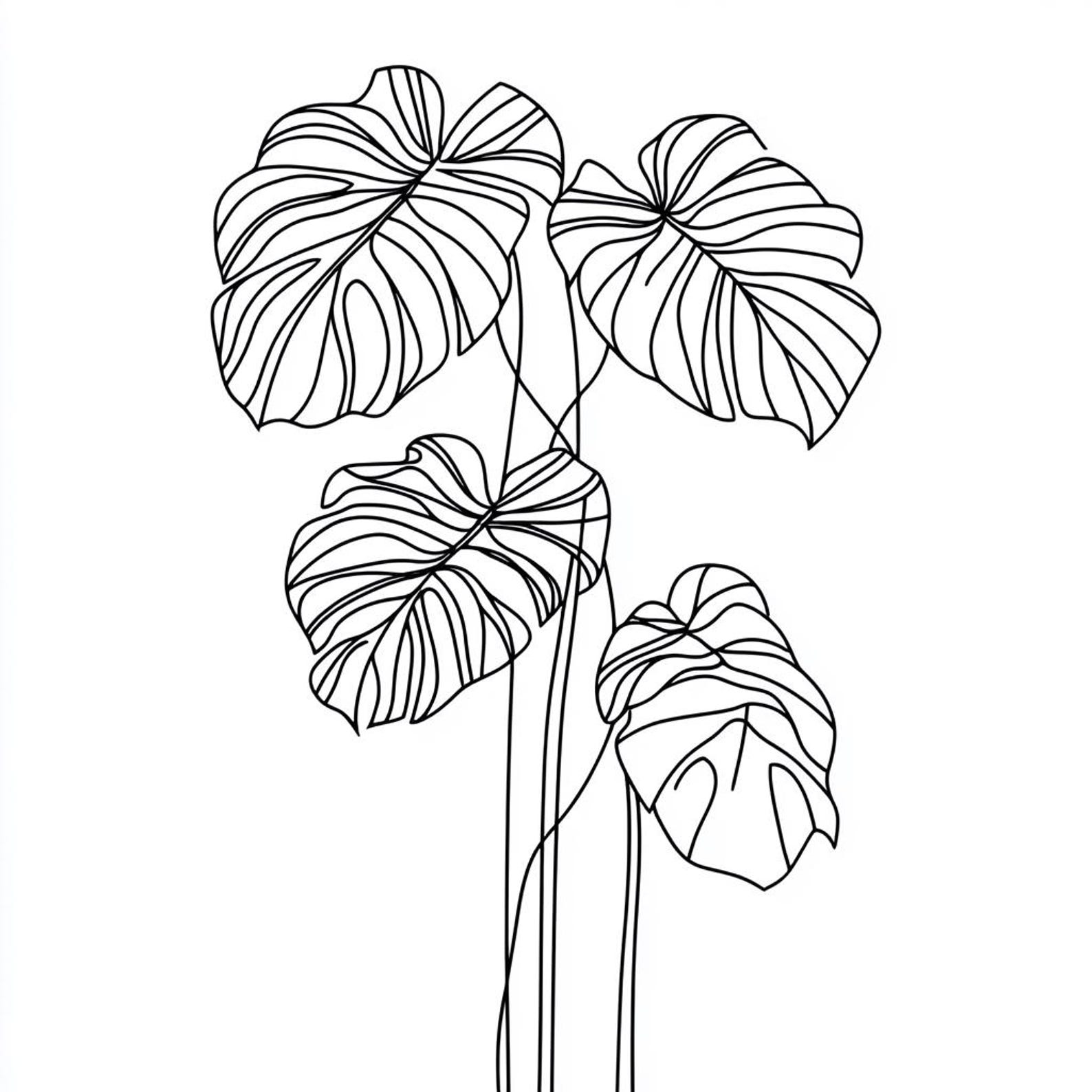 Monstera Plant Line Art Design - Etsy