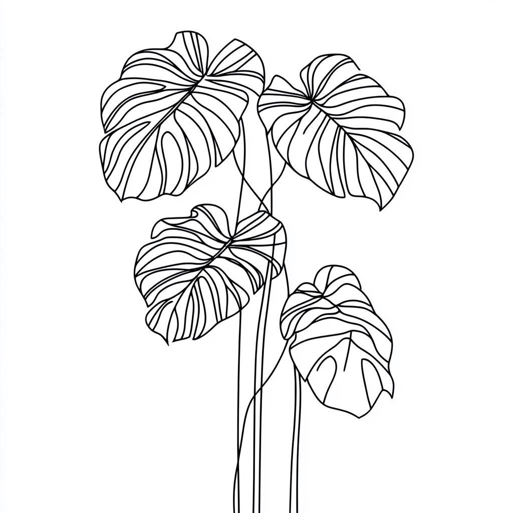 Monstera Plant Line Art Design - Etsy