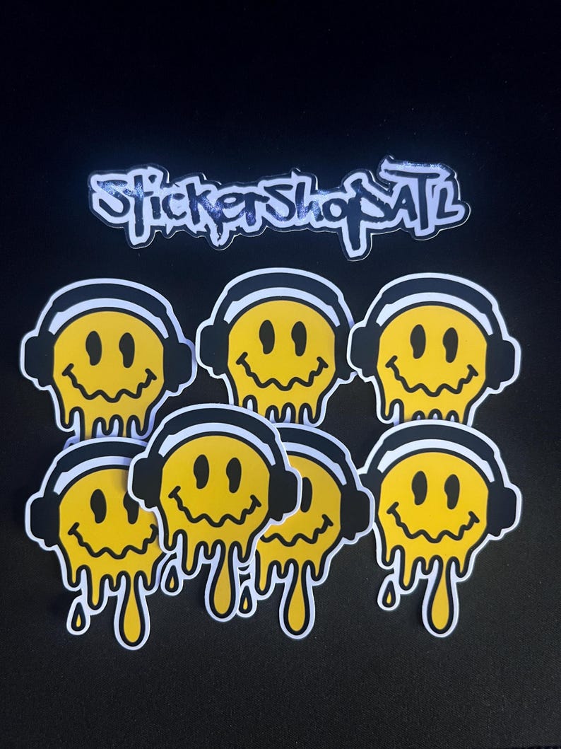 Smiley Face Drip Vinyl Sticker - Etsy