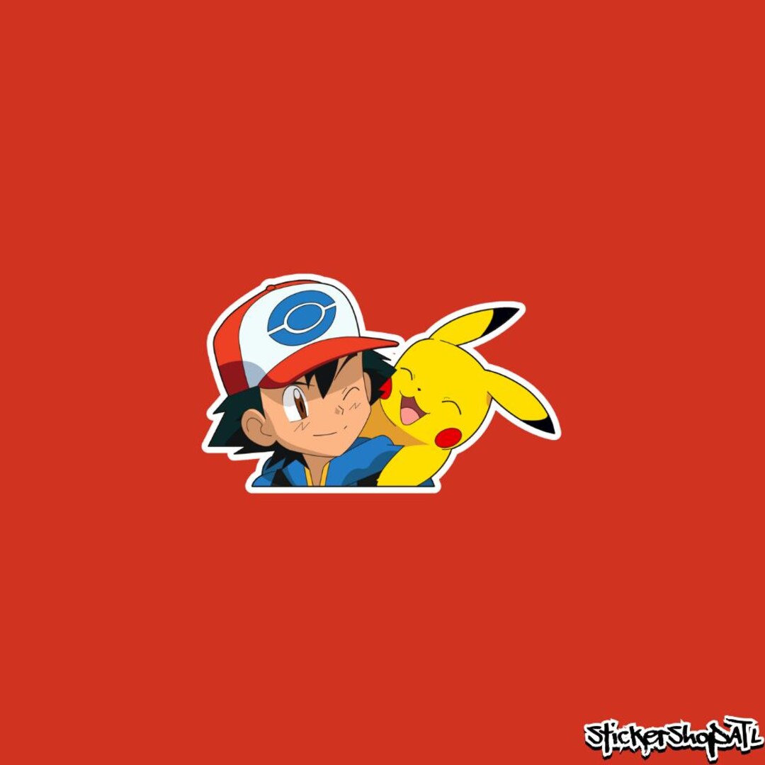 Ash and Pikachu Vinyl Sticker - Etsy