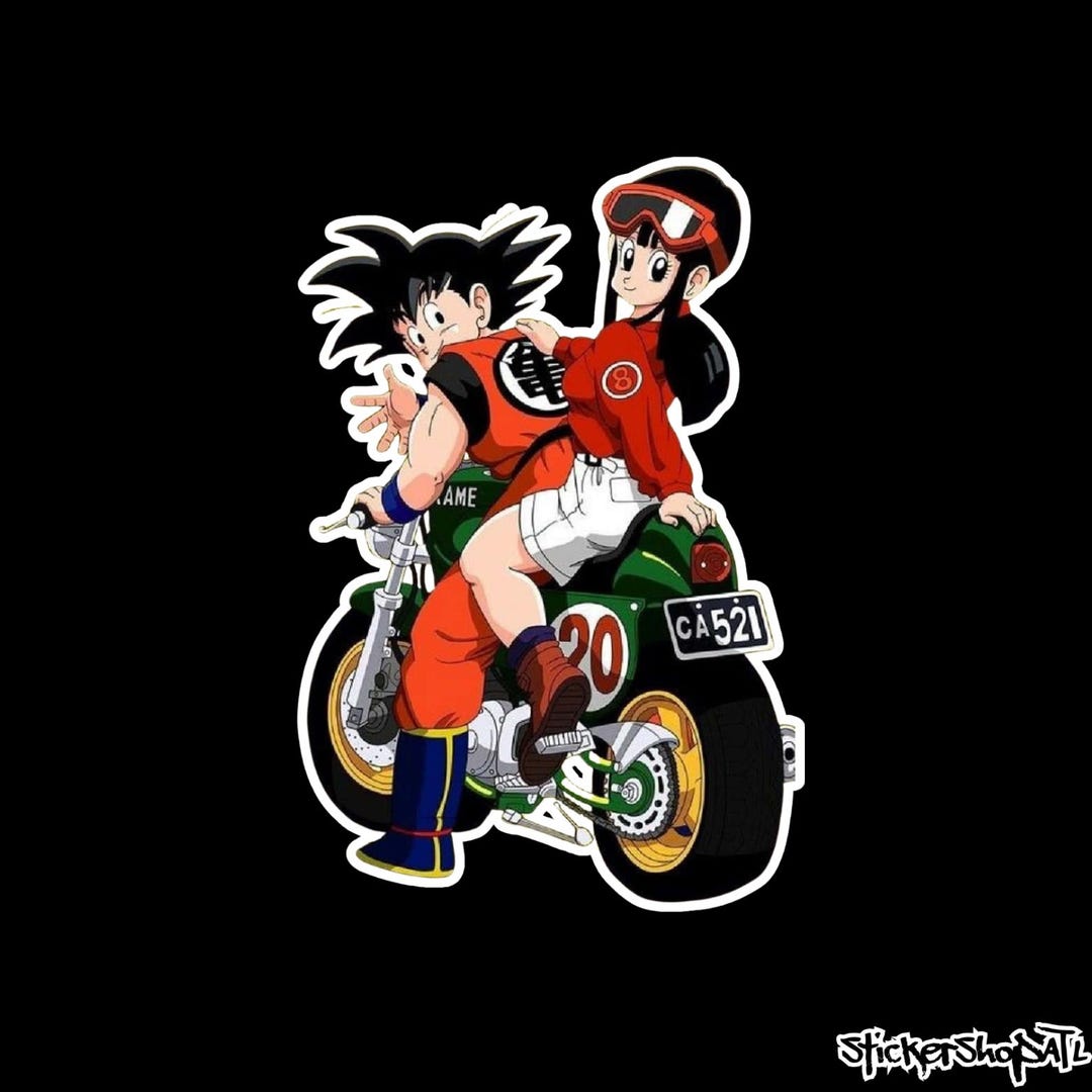 Goku & Chichi Motorcyle Water Proof, Weather Proof, Vinyl Sticker Decal ...
