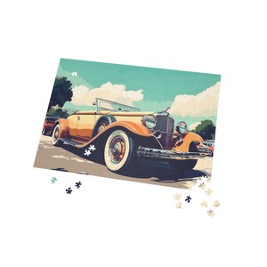 Vintage Car Puzzle - Retro Auto Art | Gift for Car Lovers | Fun Family ...