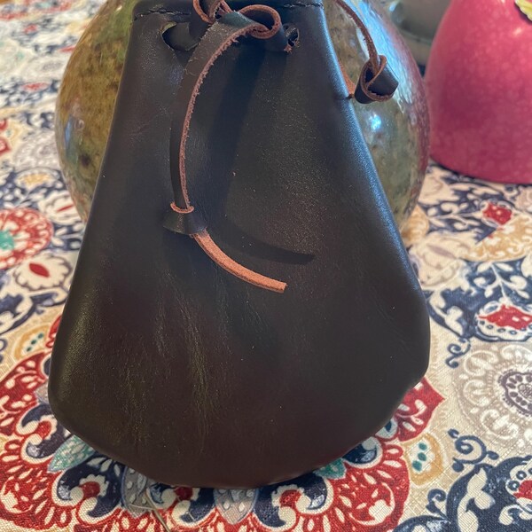 Leather Drawstring Pouch - Etsy