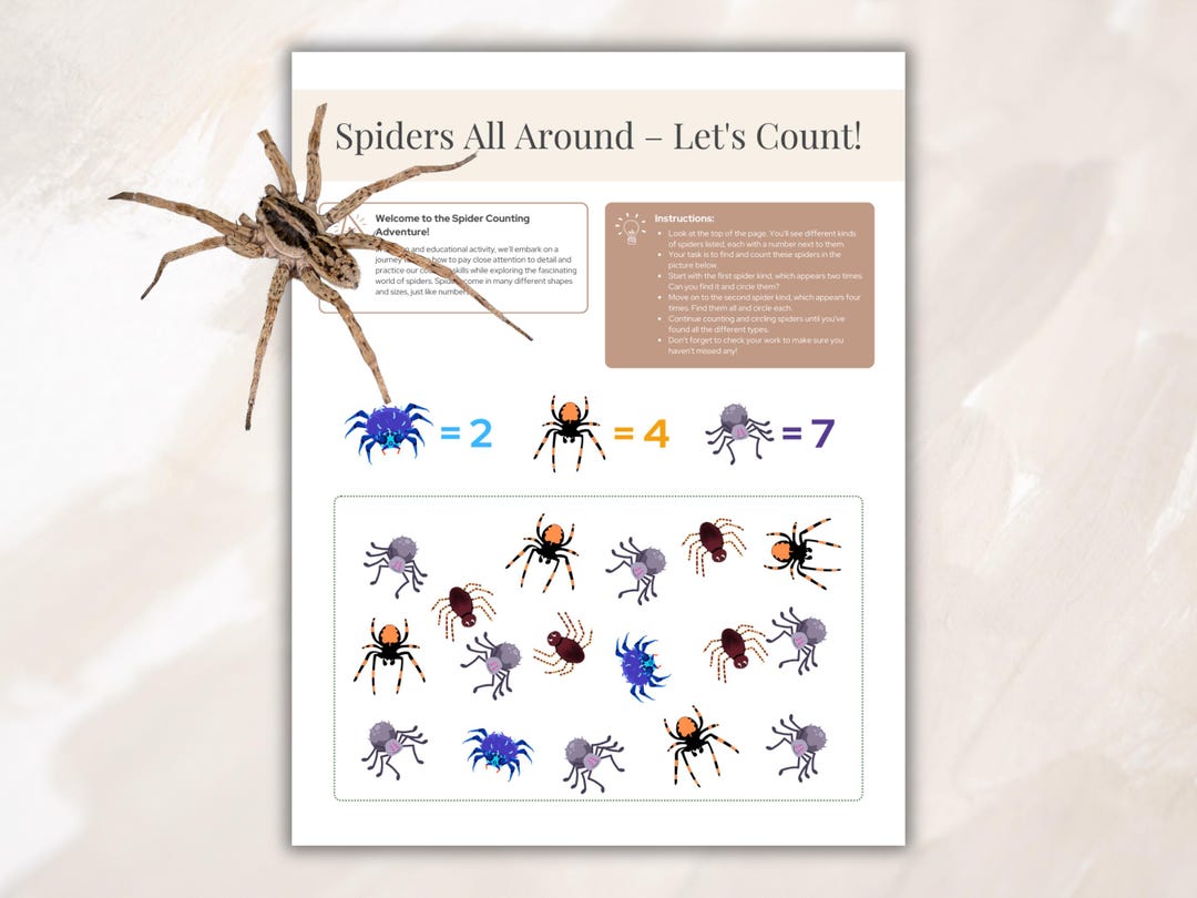 Preschool Spider Counting Activity Pages – Fun Spiders All Around ...