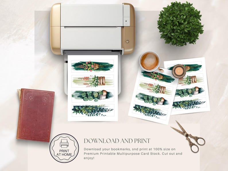 Brushstroke Garden Printable Bookmarks Set Three, Group of 4 Unique ...