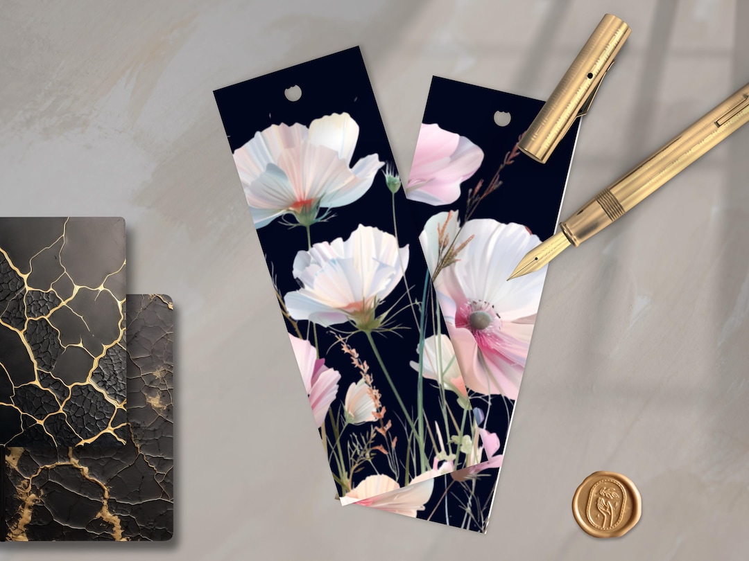 Obsidian Bookmark Printable Set of 5 - Pink & White Floral Petals on ...