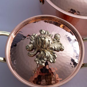 Handmade Hammered Copper Casserole, Tin-lined Cookware, Brass Handles ...