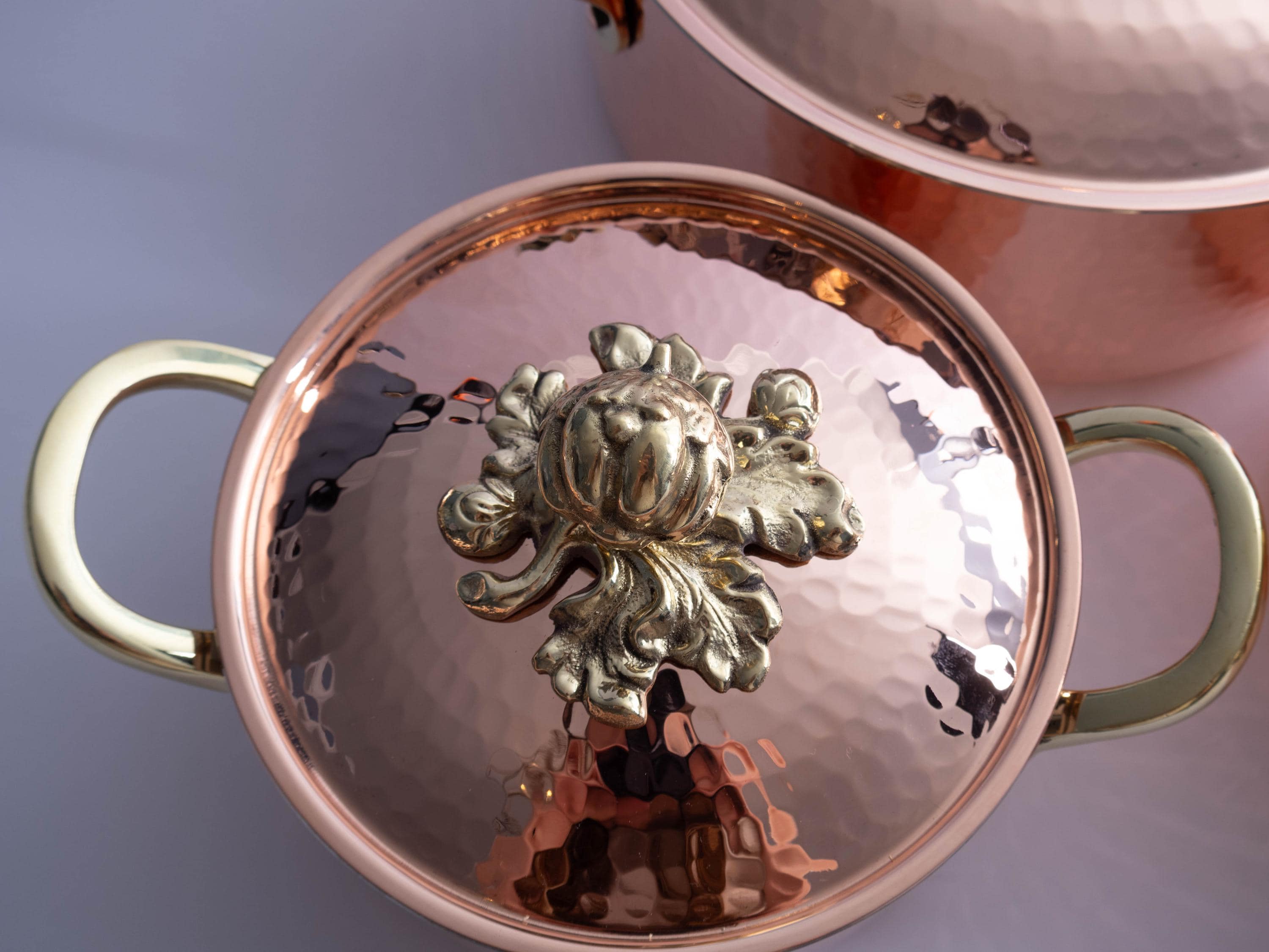 Handmade Hammered Copper Casserole, Tin-lined Cookware, Brass Handles ...
