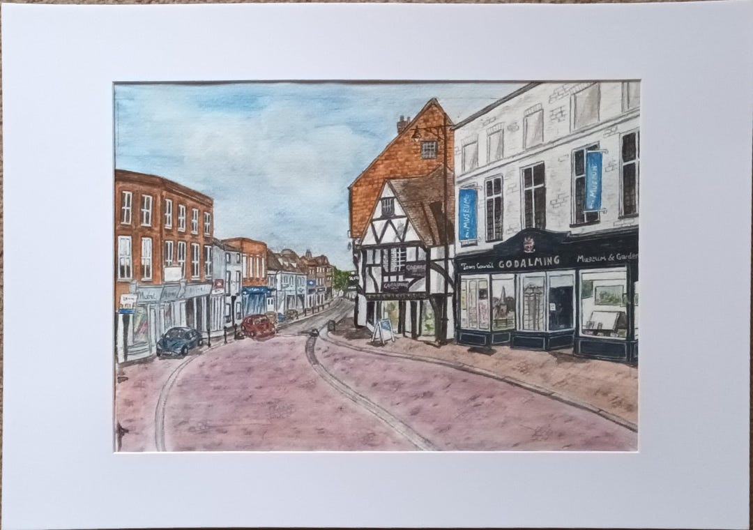 Original A4 Watercolour Painting Godalming High Street by Local Artist ...