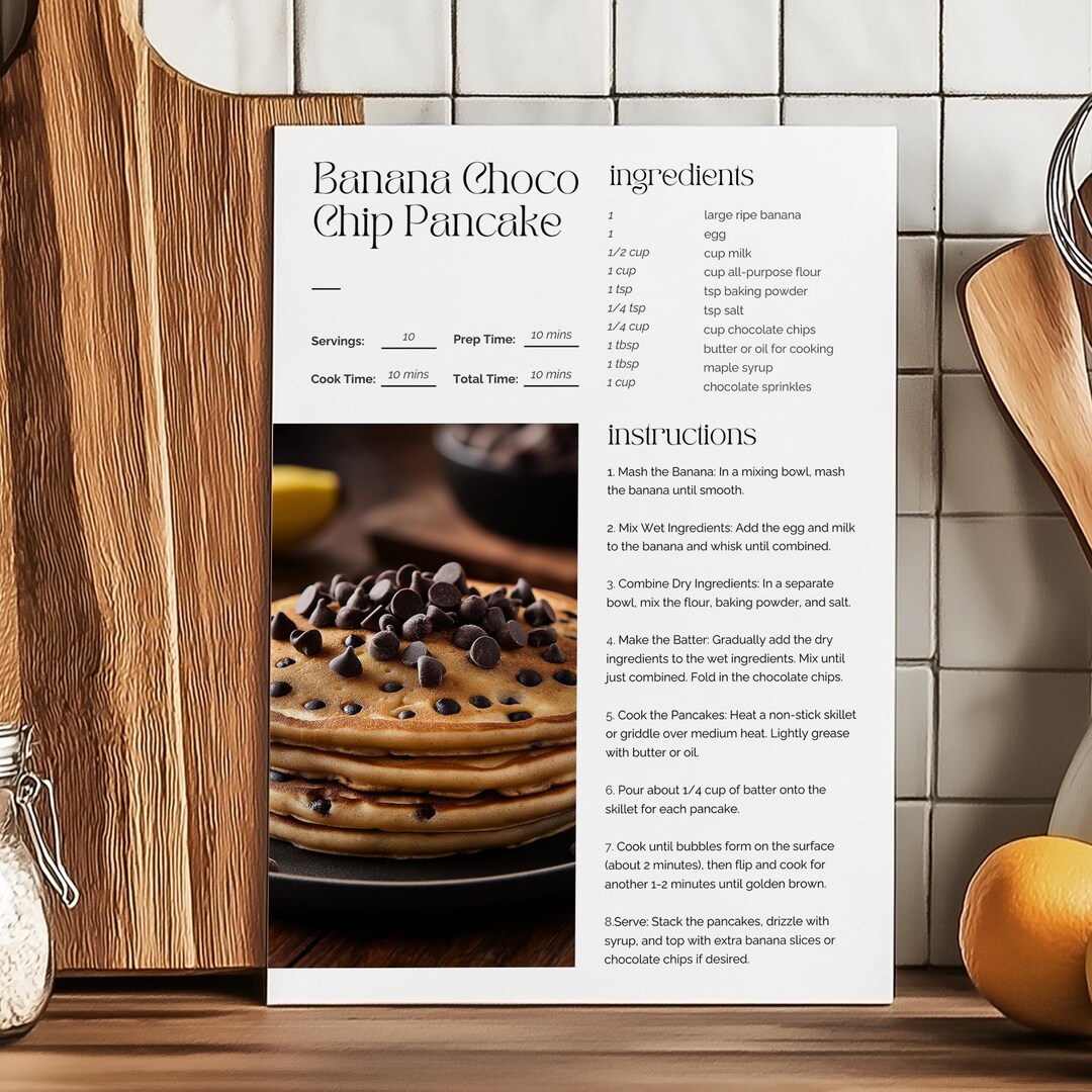Editable Minimalist Simple Recipe Card | Easy to Use | Printable | A4 ...