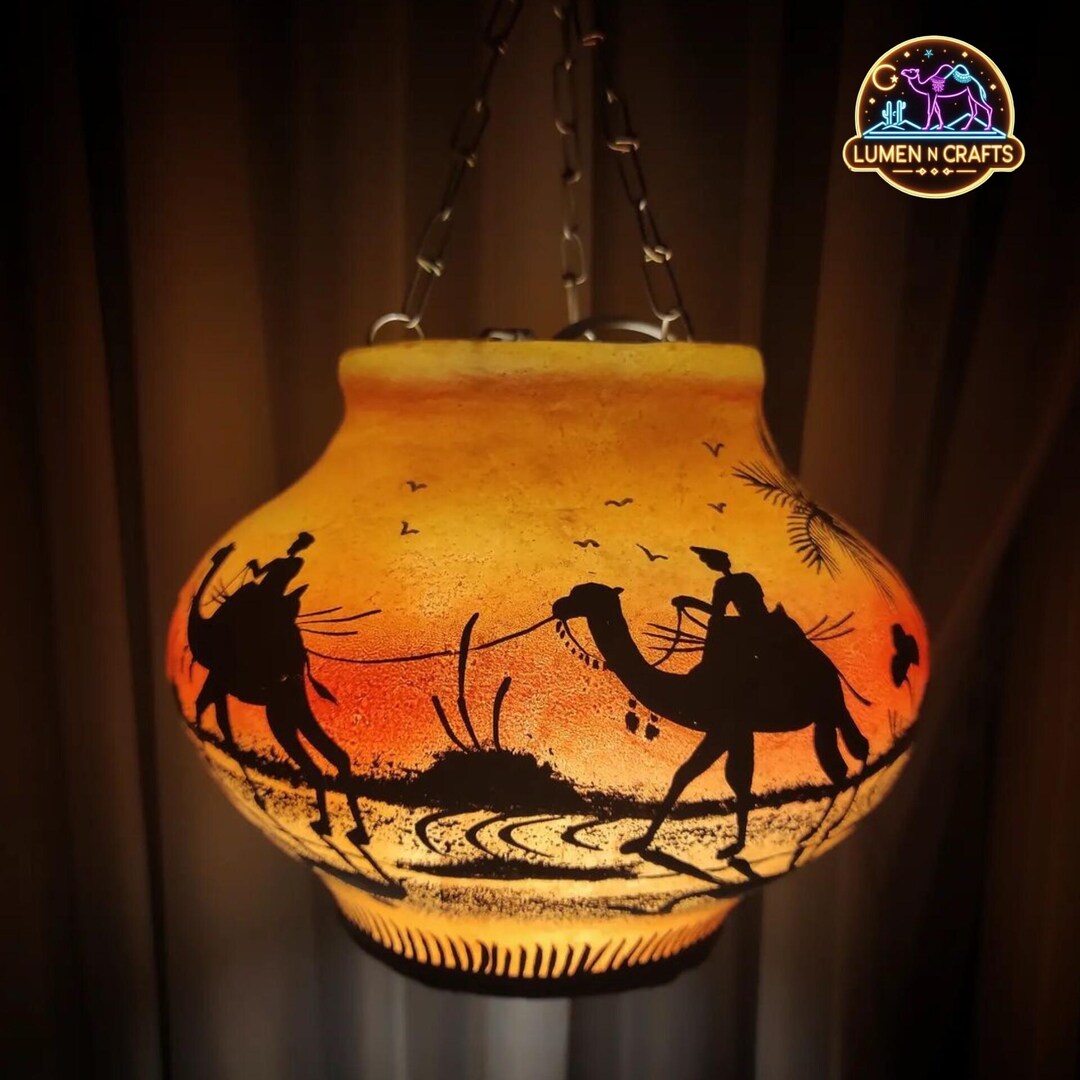 Handcrafted Camel Skin Bedside Ceiling Lamp for Room Decor, Unique ...