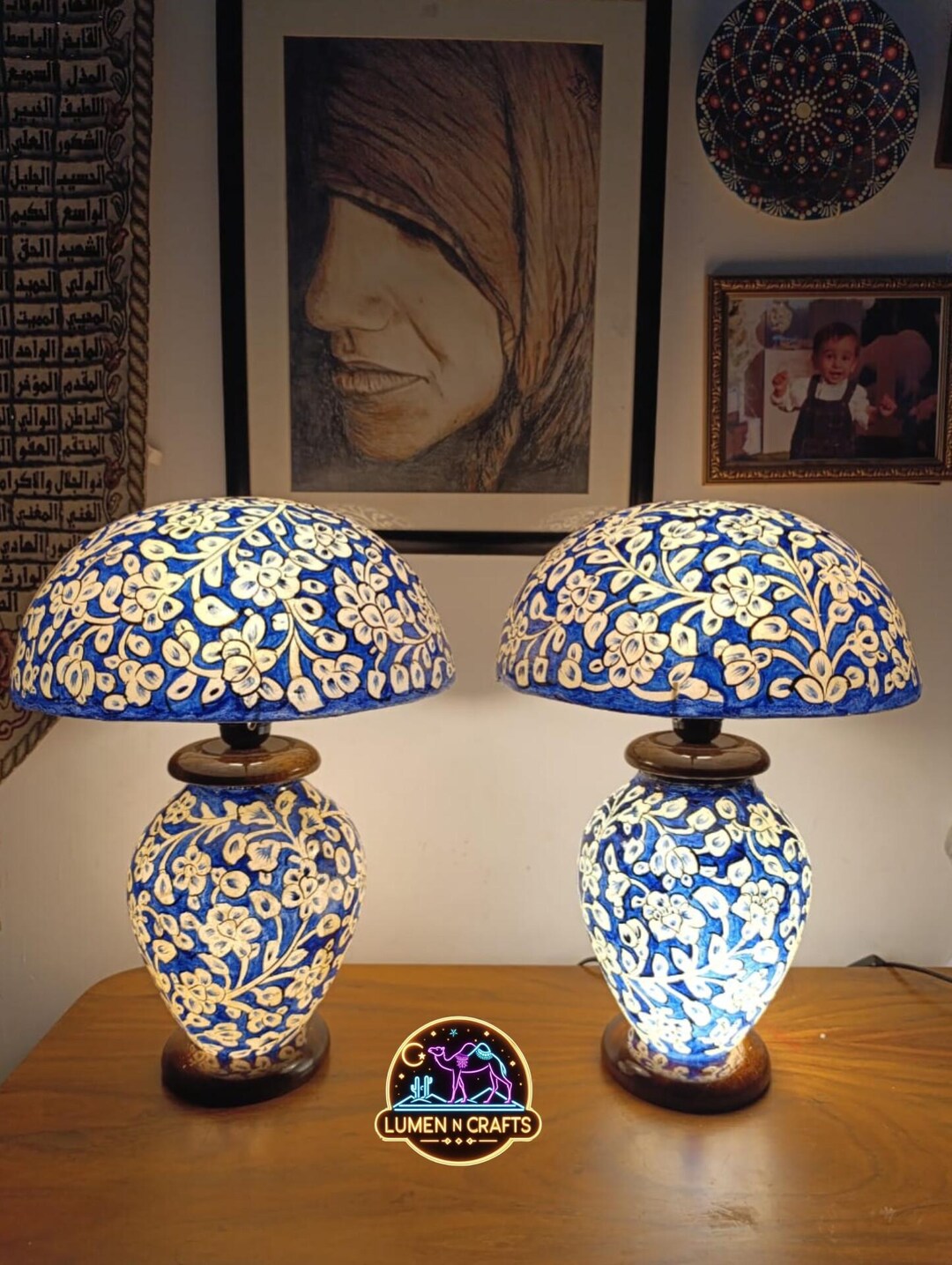 Handcrafted Camel Skin Shades Lamp for Room Decor, Unique Lamps for ...