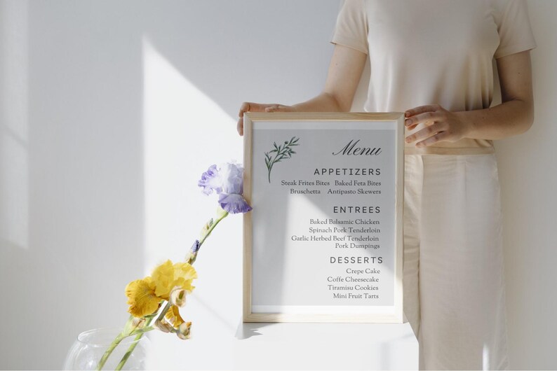 Custom Wedding Menu Sign, Printable Wedding Menu, Menu Poster Board ...