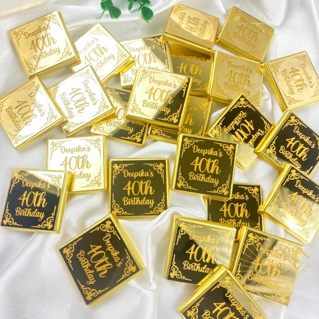 Personalized 40th Birthday Chocolate Favors, Mirror Chocolate Favors ...