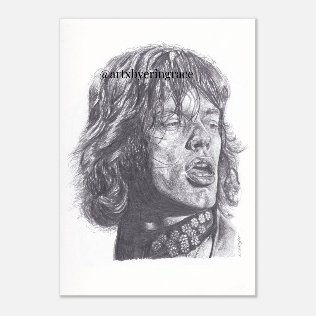 Mick Jagger Pencil Drawing Art Print - Etsy