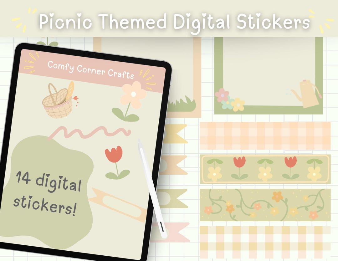 Picnic Theme Digital Stickers for Goodnotes, Planner, Journal (PNG) - Etsy