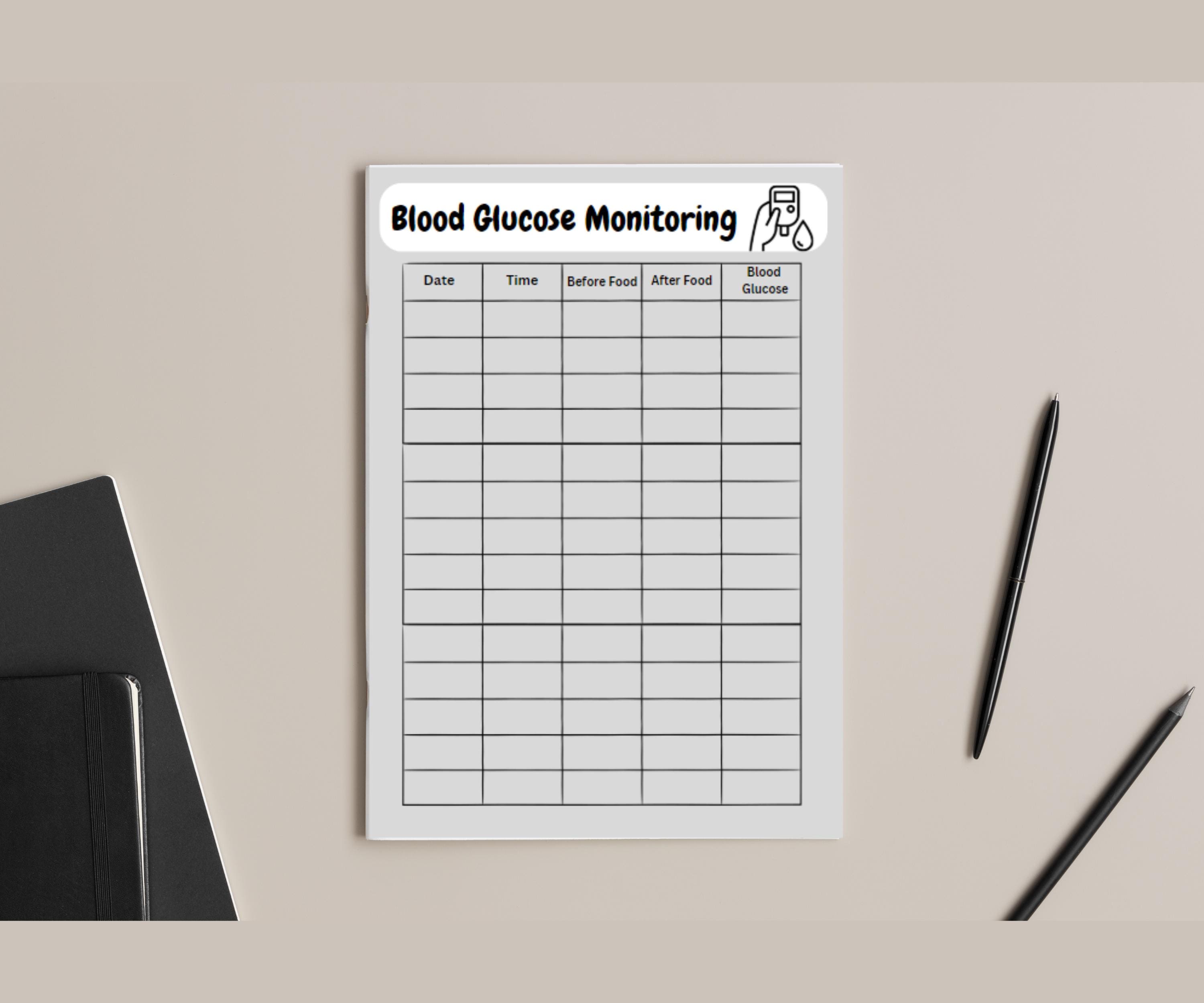 Blood Glucose Monitor Chart - Digital Download - Instant Access - Tools ...