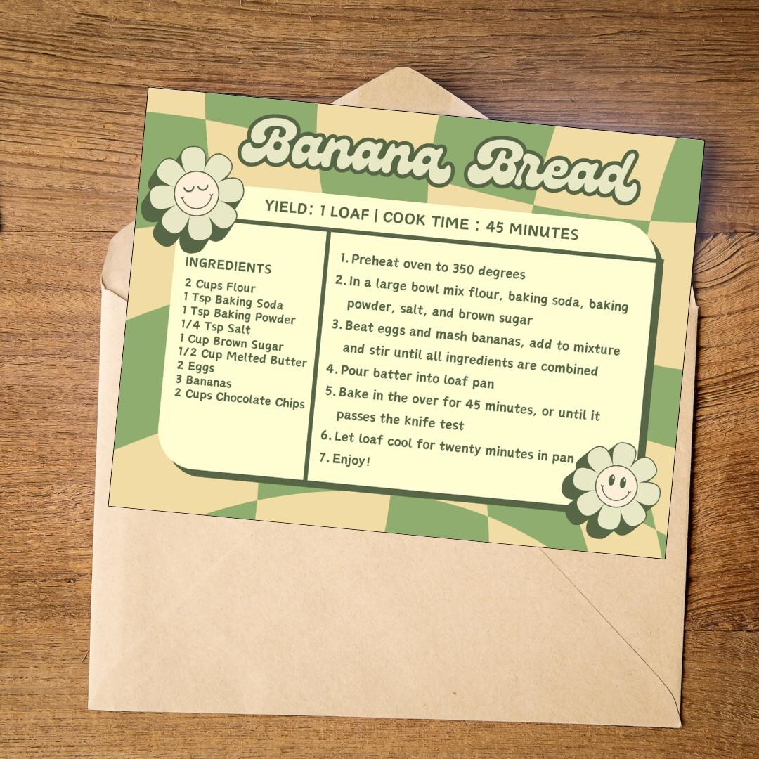 Groovy Editable Recipe Card Template - Etsy