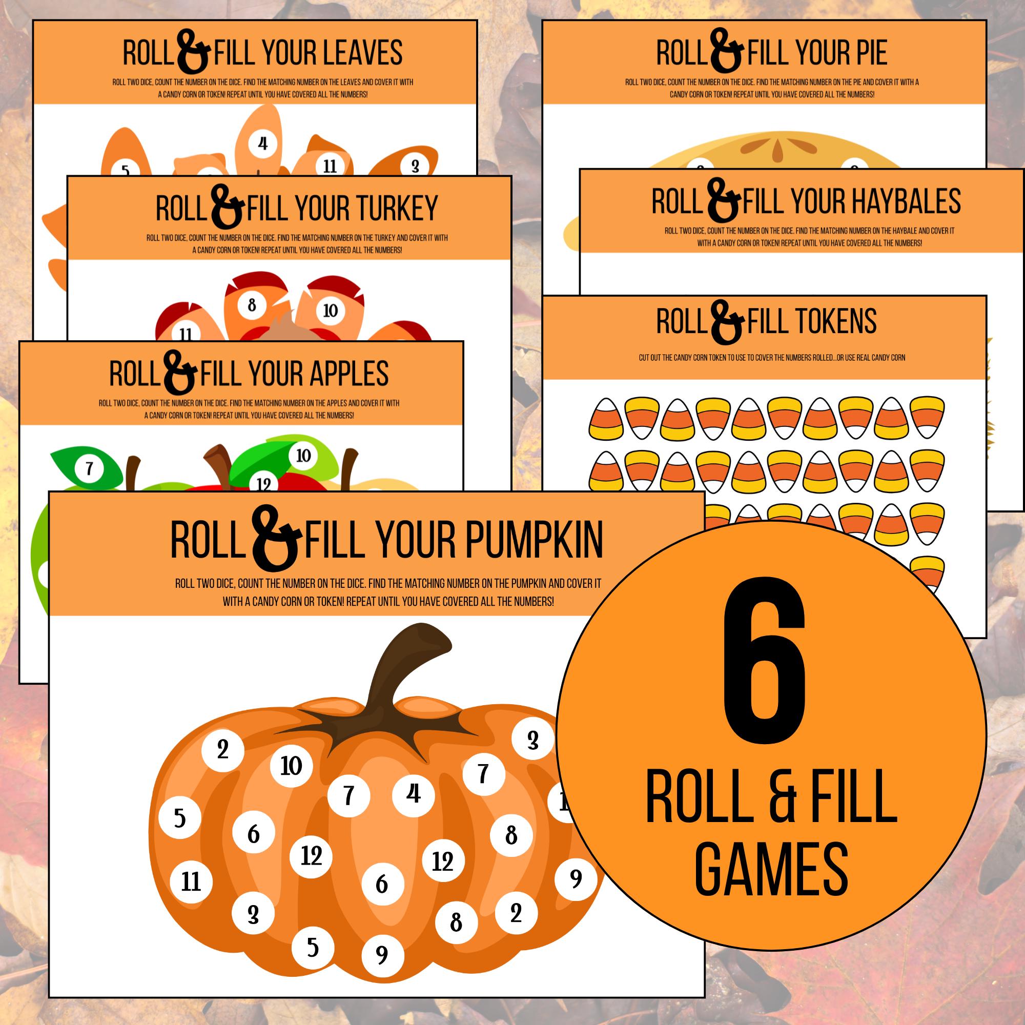 Fall Roll and Fill Math Game | Printable Dice Game for Kids | Digital ...