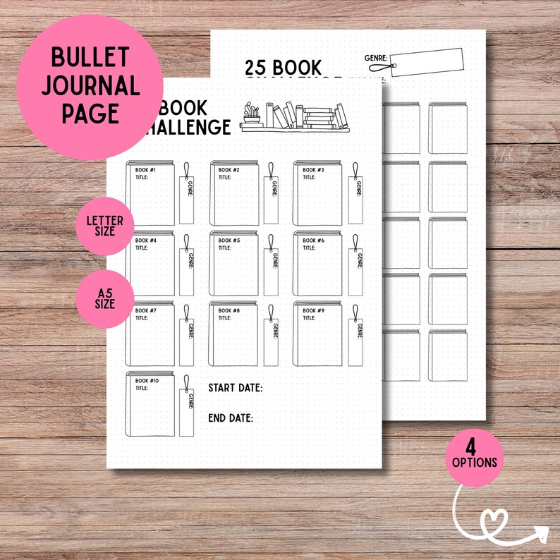 Book Challenge Tracker Printable | A5 + Letter Size (digital Download ...