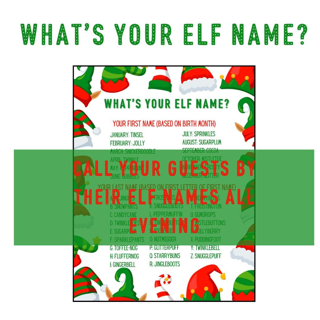 What is Your Elf Name? | Elf Name Printable | Christmas Party Ice ...